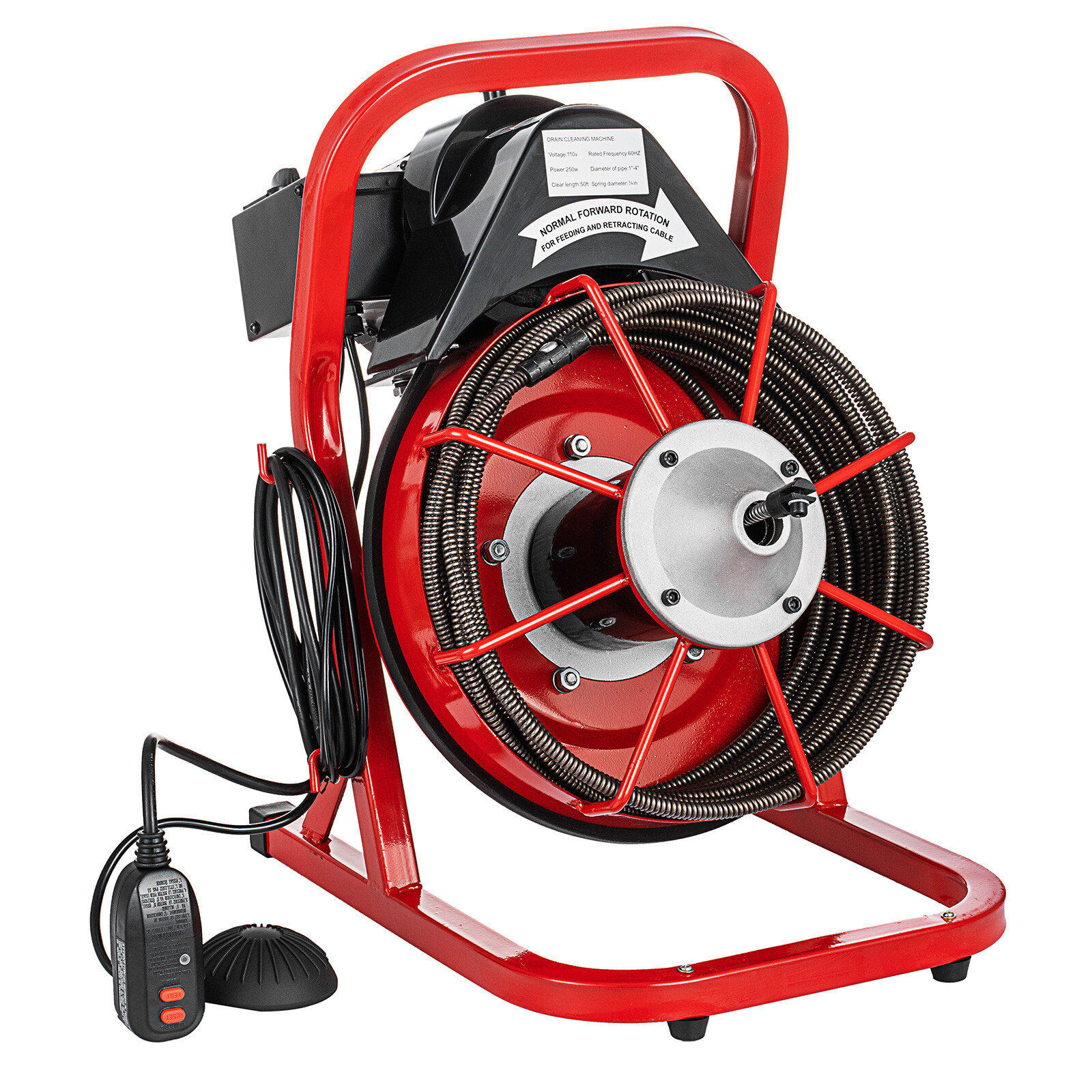 50FT 3/8" Drain Cleaner Electric Sewer Snake Cleaning Machine W ...