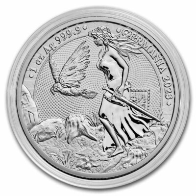 2023 Lady Germania 1 oz .9999 Silver Coin Beautiful Lady 5 Mark Eagle ...