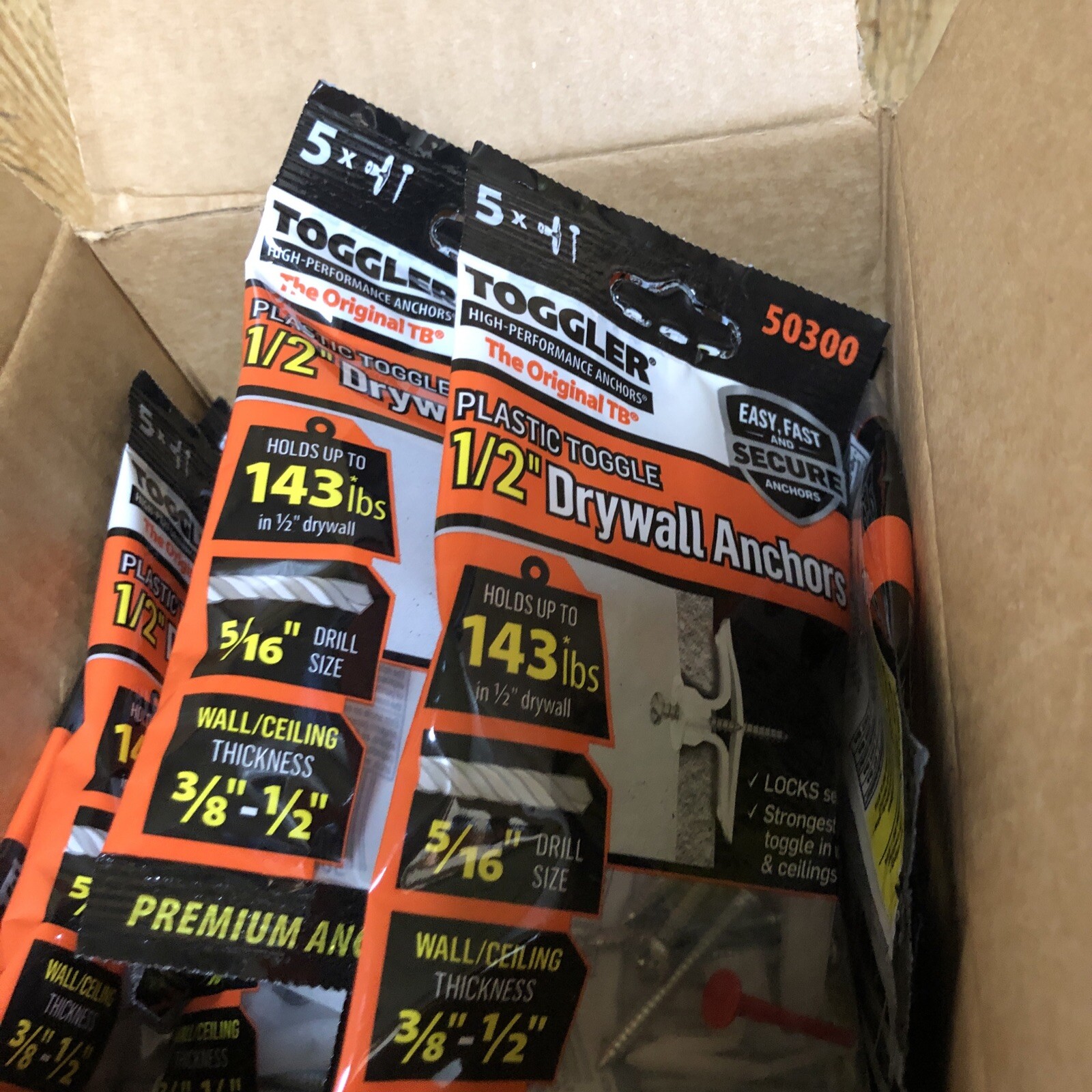 Case Of 50 TOGGLER 5-Pack 1/2” Plastic Toggle Drywall Anchor New | eBay