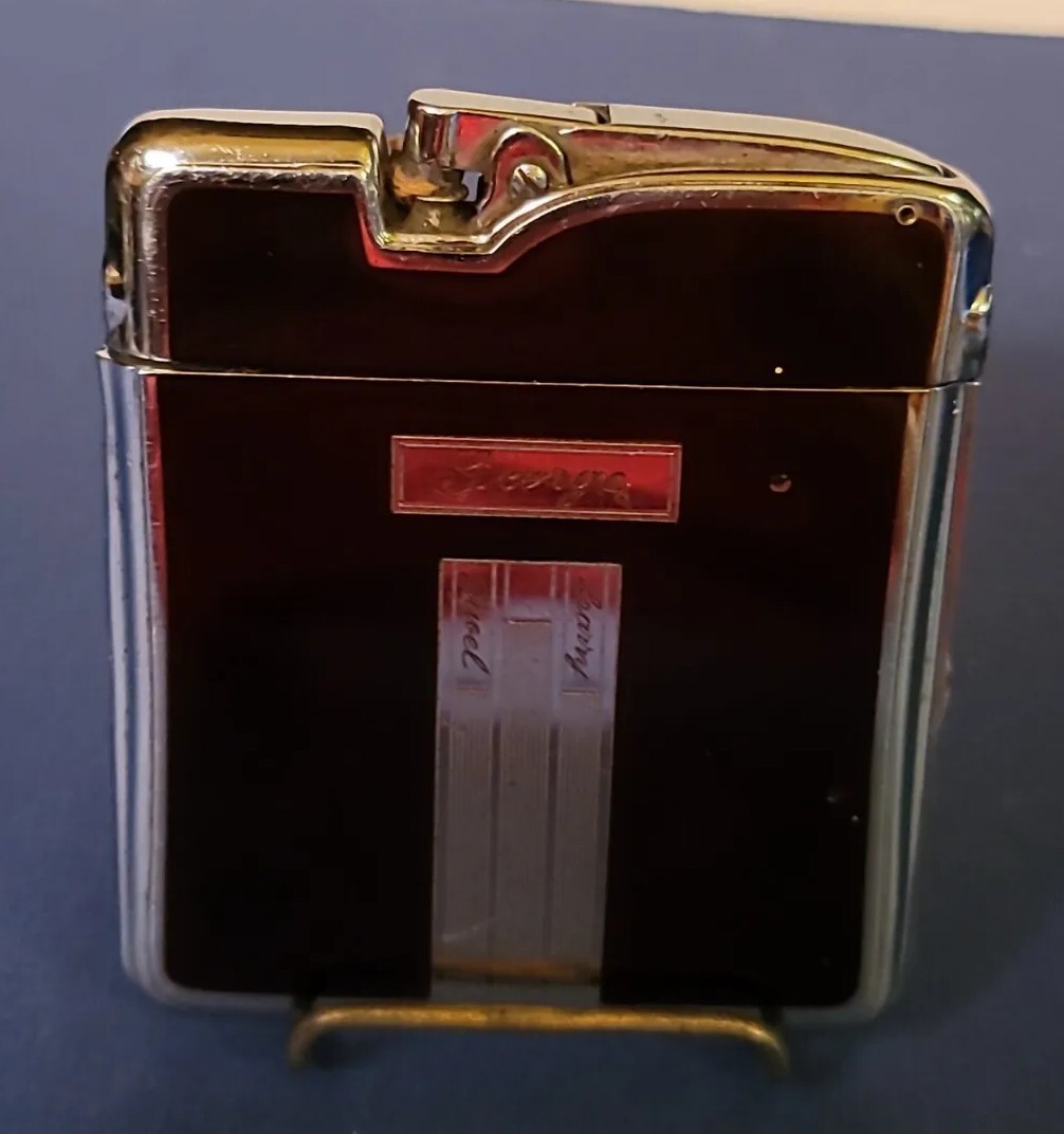 Vintage ART DECO RONSON Slim Lighter Cigarette Case Combined Faux Burl ...