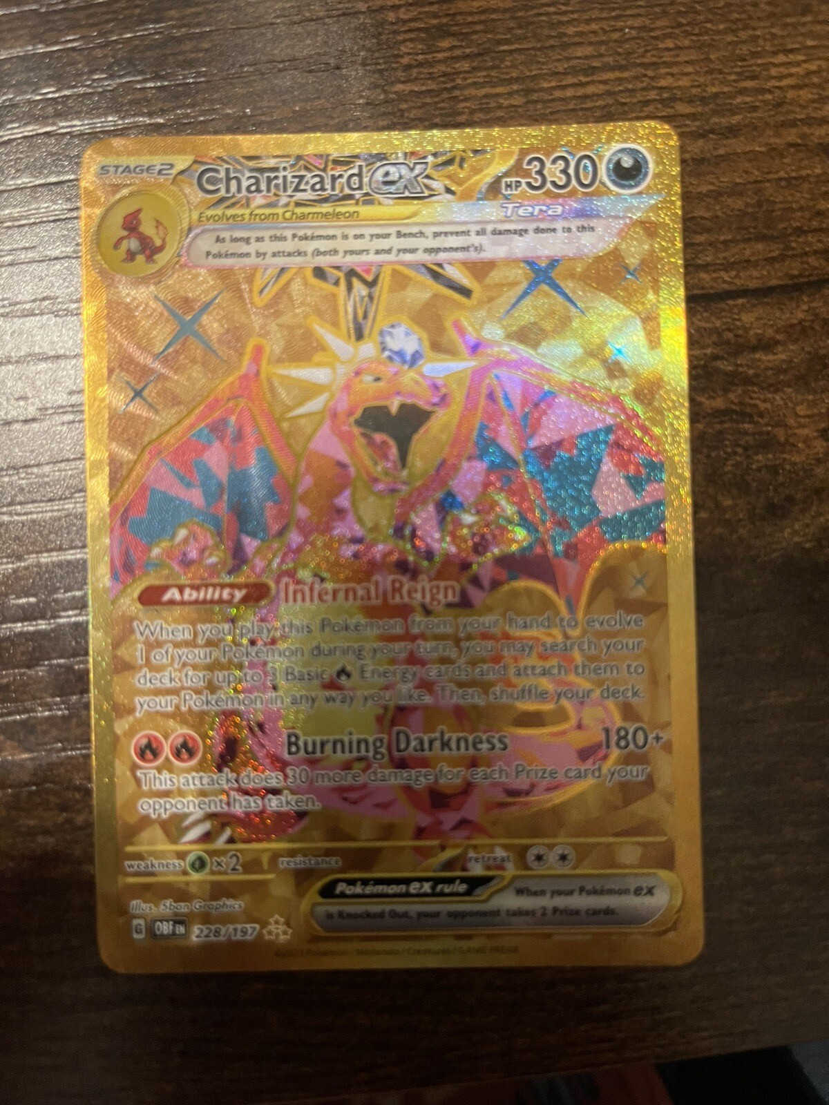 Pokemon TCG Hyper Rare Gold Charizard EX Obsidian Flames 228/197 ~NM ...