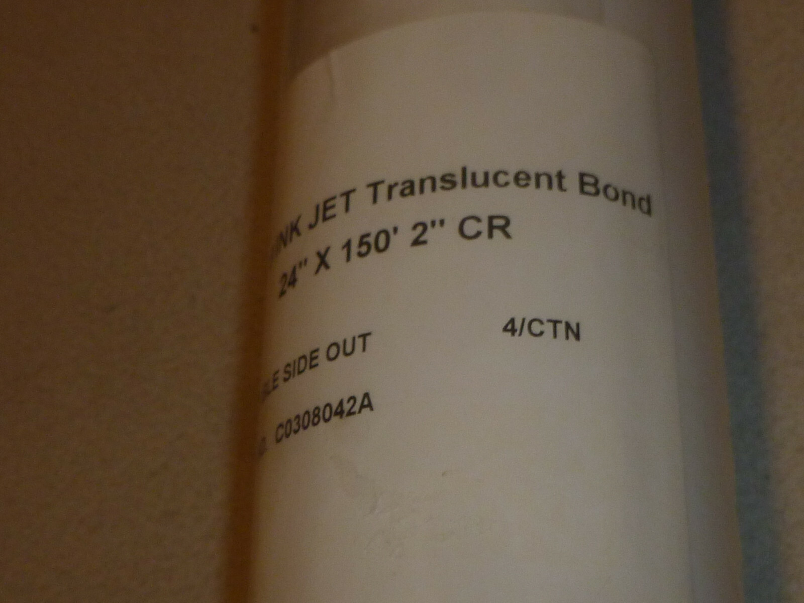 1 ROLL 24" X 150' 18 LB TRANSLUCENT BOND PAPER FOR WIDE FORMAT INKJET ...