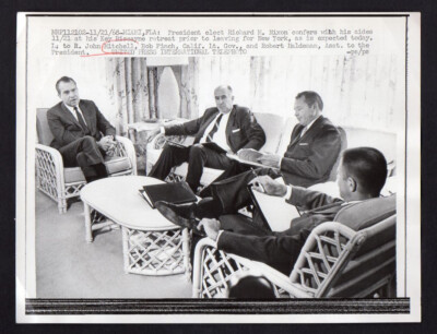 PRES RICHARD NIXON John Mitchell H.R. HALDEMAN meeting 1968 Wire Photo ...