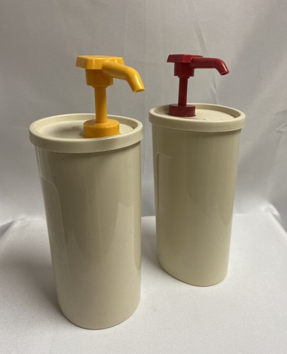 Vintage Tupperware Pump Dispensers Condiments Ketchup & Mustard 640 Set ...