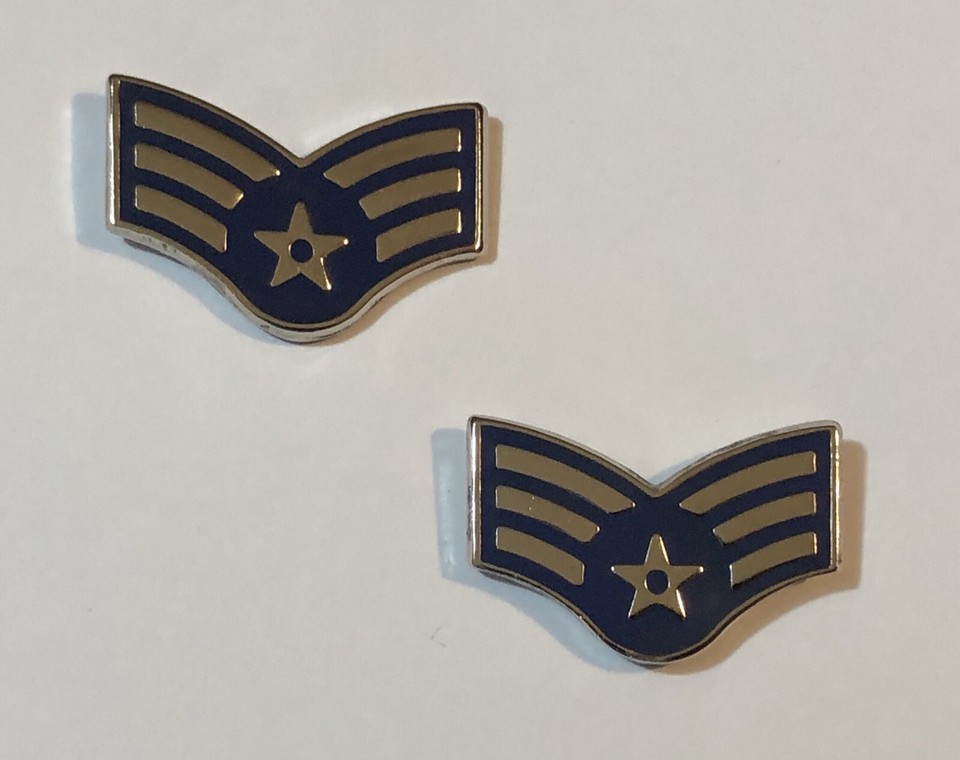 USAF SENIOR AIRMAN E4 E-4 SrA ENAMELED DRESS COLLAR RANK US AIR FORCE ...