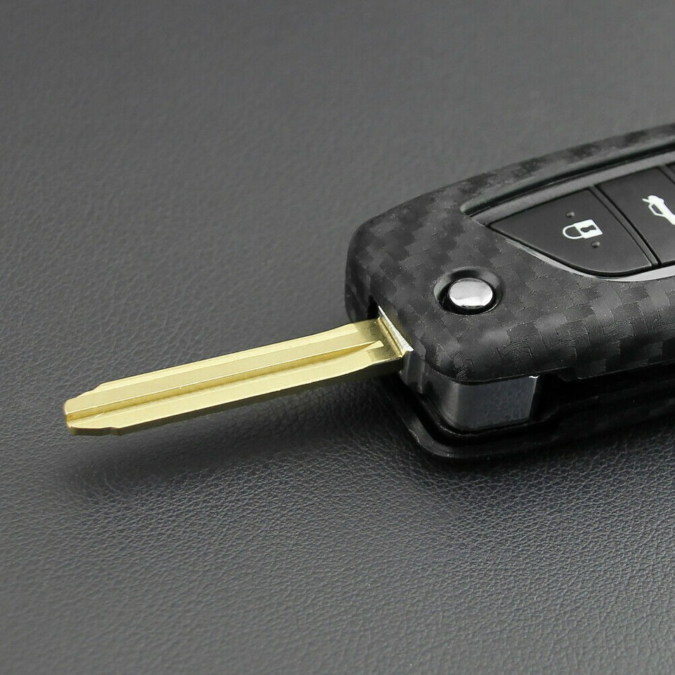 New Black Carbon Fiber Key Fob Chain For Toyota Accessories Cover Case ...