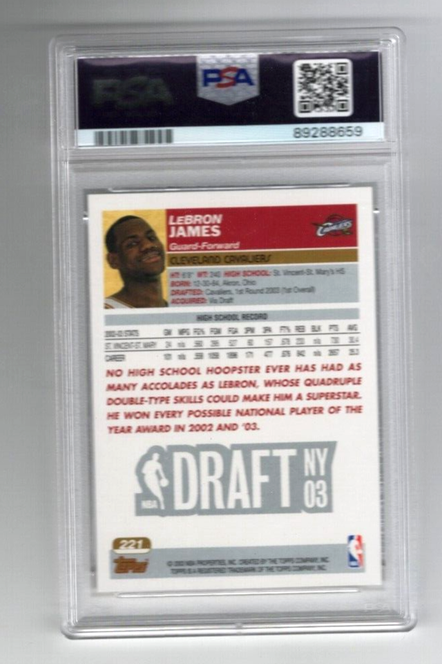 2003 Topps Basketball #221 LeBron James Rookie Card RC Graded PSA 9 ...