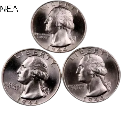 1944+1944-D+1944-S Washington Quarter Lot~ Gem BU ~ 90% Silver ~ 3 Coin ...