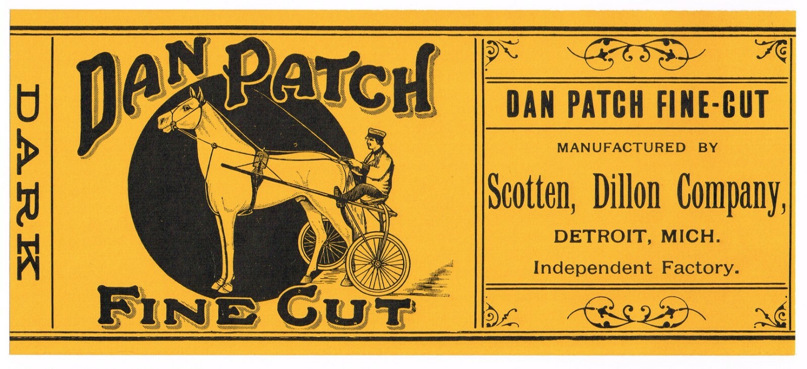 ORIGINAL TOBACCO CAN LABEL DAN PATCH CHAMPION HORSE RACE DETROIT C1920 ...