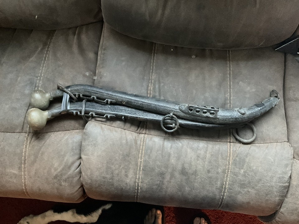 Primitive Iron HORSE MULE HAMES Brass Balls Farm Work Harness Antique ...