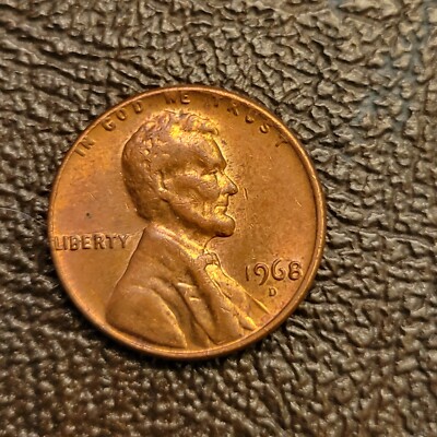 1968 D LINCOLN COPPER PENNY LIBERTY/IN GOD WE TRUST ON EDGE OF COIN ...