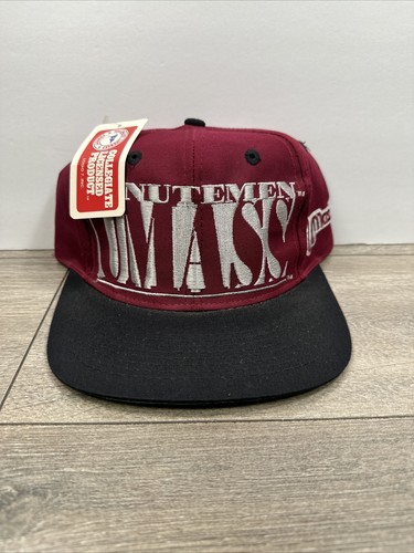 Vintage UMass Minutemen Snapback Hat Big Logo Logo7 Maroon/Silver/Black ...