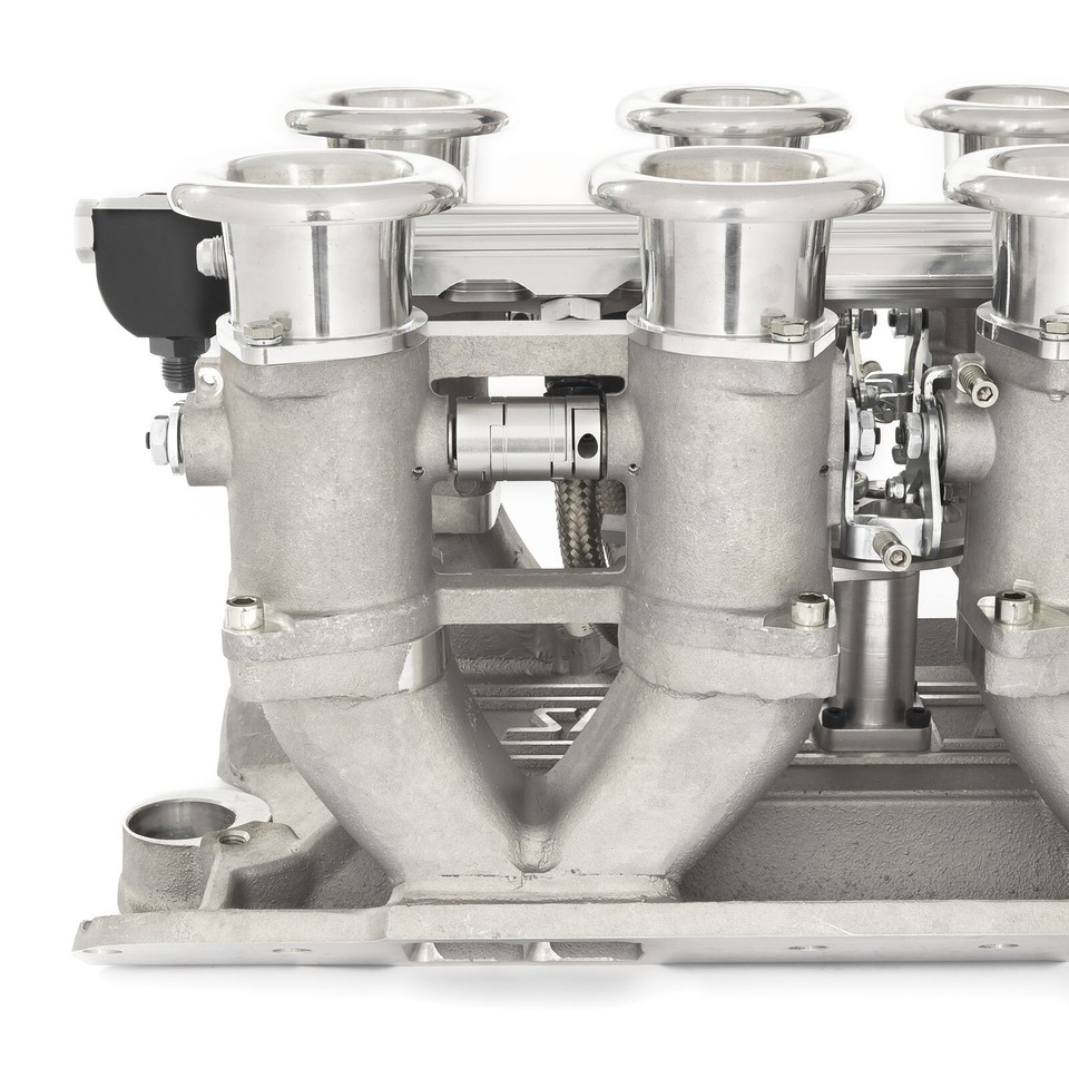Chevy SBC 350 Downdraft EFI Stack Intake Manifold System Complete Satin ...