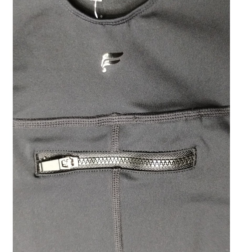 Fabletics Romper Jumpsuit Athletic Workout Back Zip Pockets Black Size ...