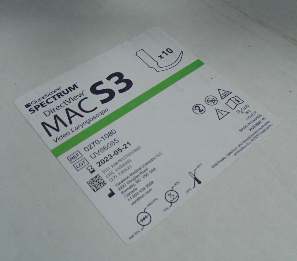 Box of 10 Glidescope Mac S3 Direct View Video Laryngoscope 0270-1080 ...