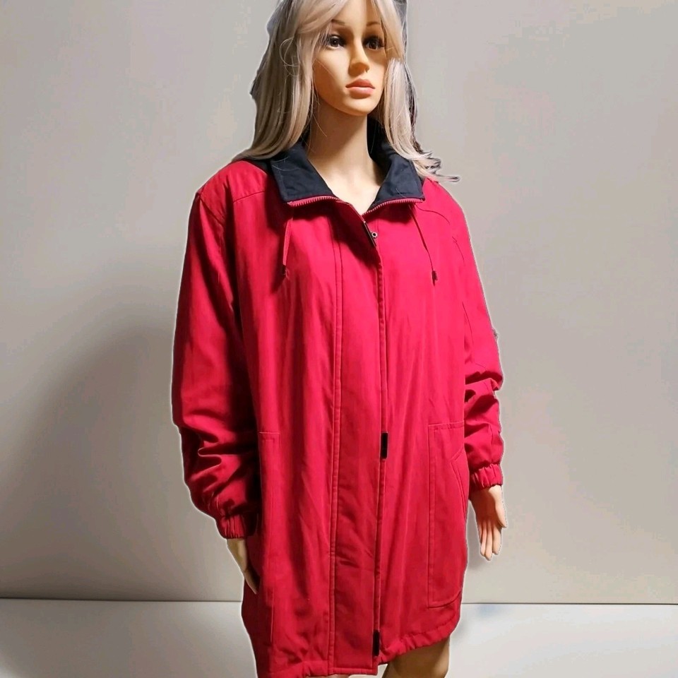FS Limited Red Hooded Padded Winter Jacket Zip Out Liner Suede Feel ...