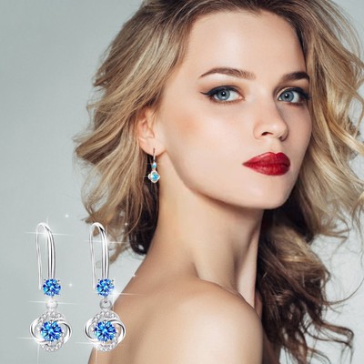 Blue Rhinestone Earrings For Women Girls Womens Fashion Trendy Drop ...