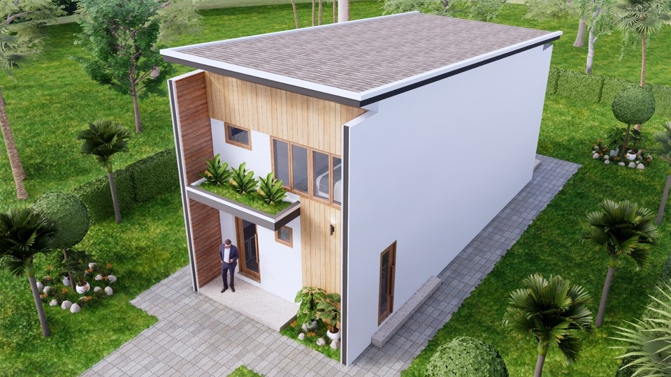 16x33 Feet House Plan 5x10 Meter 2 Beds 2 Baths Shed Roof (A4 Hard Copy ...