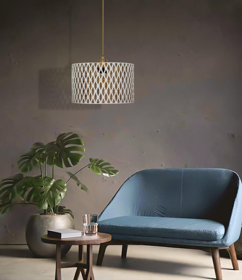 Unique Metal Lamp Shades, Round Drum Hollow-Carved Design for Table and ...