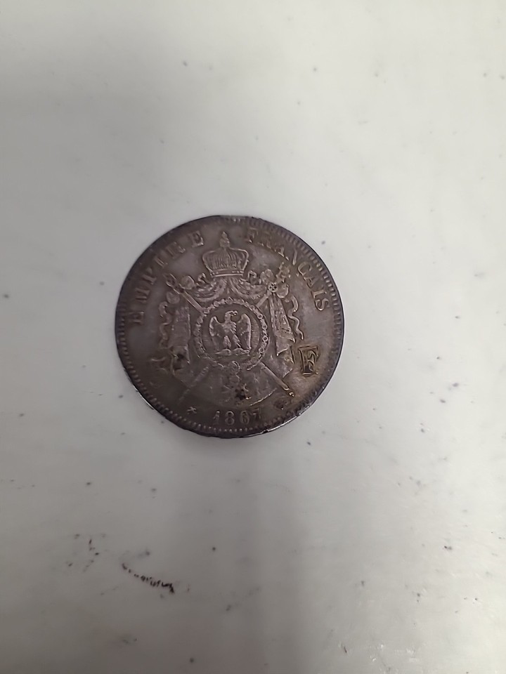 1867 Uncertified France 5 Five Francs .900 Silver Coin NAPOLEON III ...