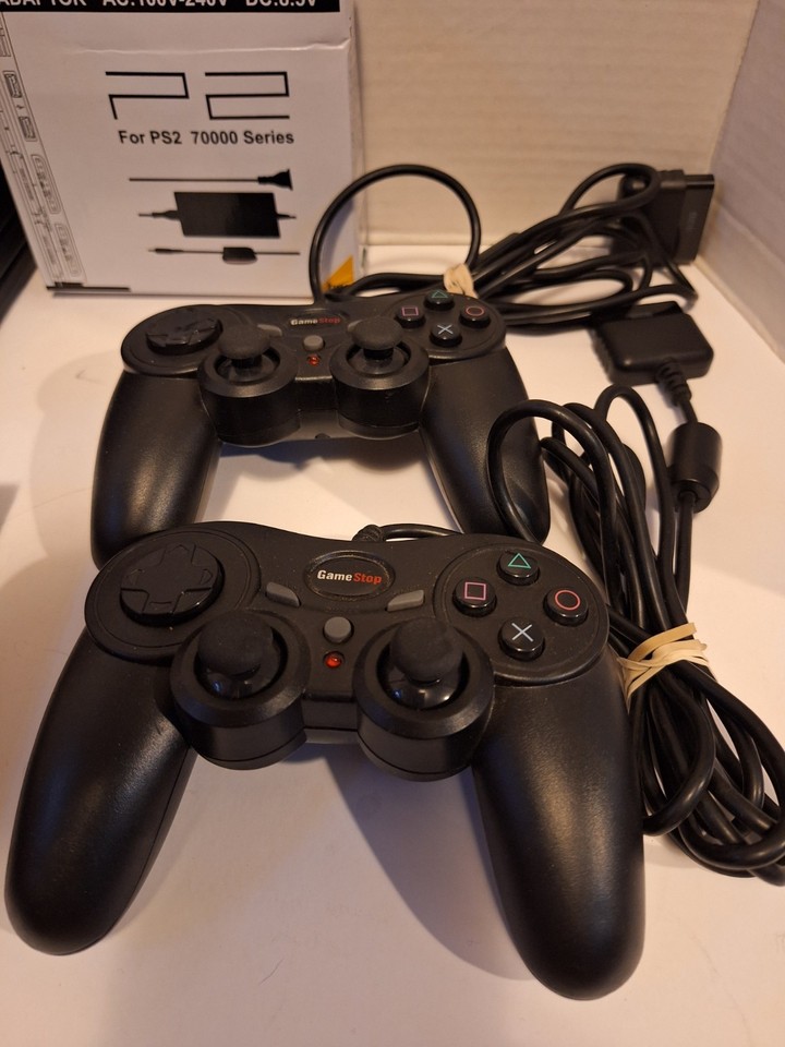 PS2 Playstation 2 Slim Console Lot Gamestop Controllers Cords 10 Games ...