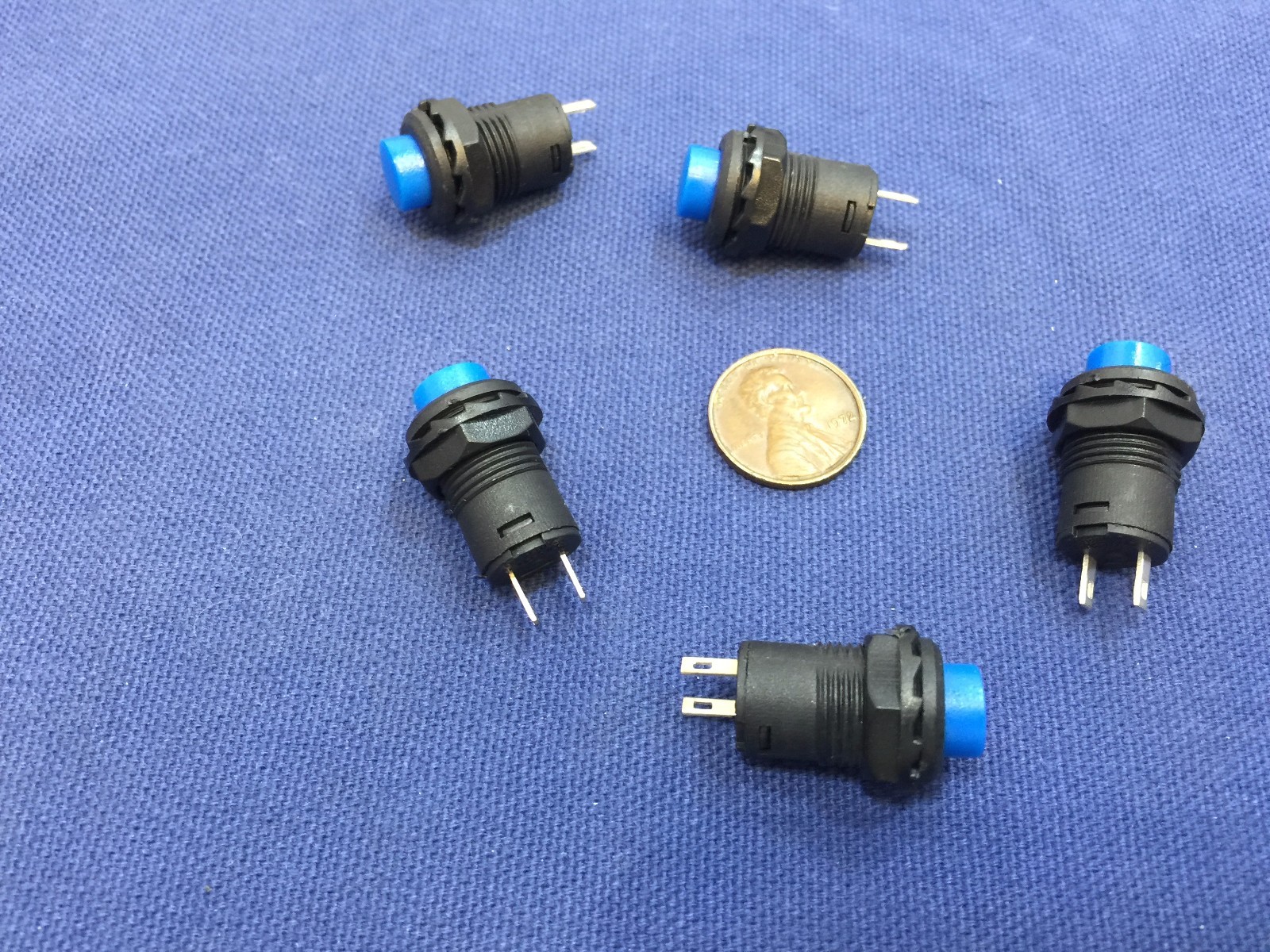 5 Pieces BLUE Momentary 12mm pushbutton Switch round push button 12v on ...