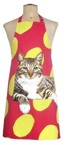 Tabby Cat Apron Red Yellow Men Women Chef Aprons Cooking Kitchen ...