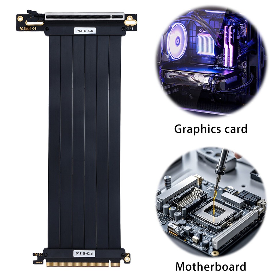 PCI-E 3.0 Riser Cable EMI Shielded PCI Express Gen 3 GPU Extension Cord ...