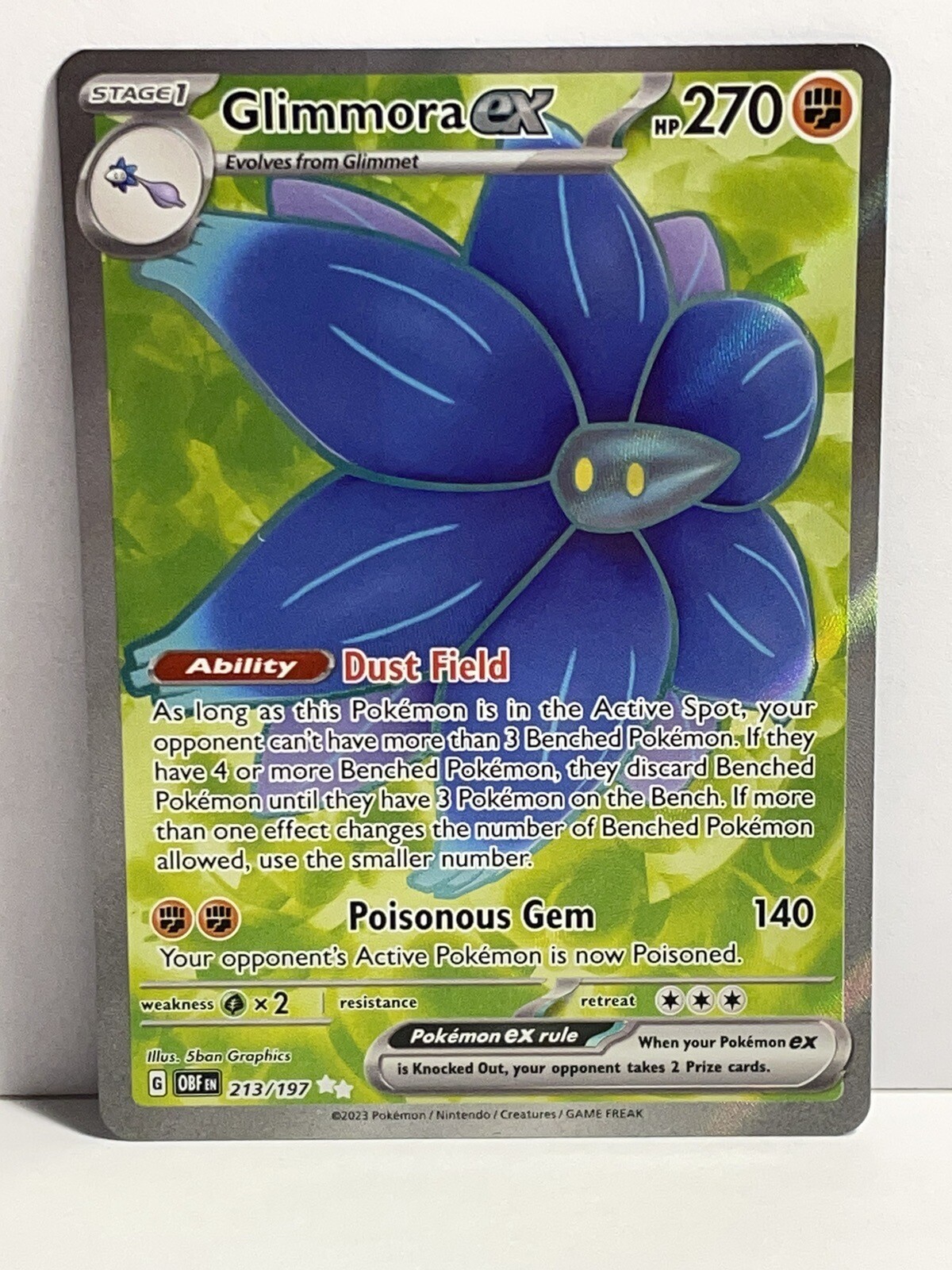 Glimmora EX Full Art 213/197 Ultra Rare Obsidian Flames Pokemon TCG ...