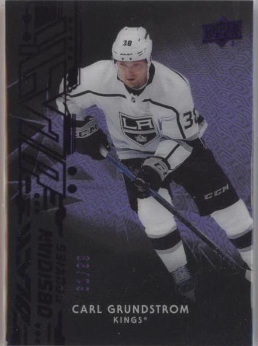 2019-20 SPx - Ud Black Obsidian Rookies Carl Grundstrom #R-GR Purple ...