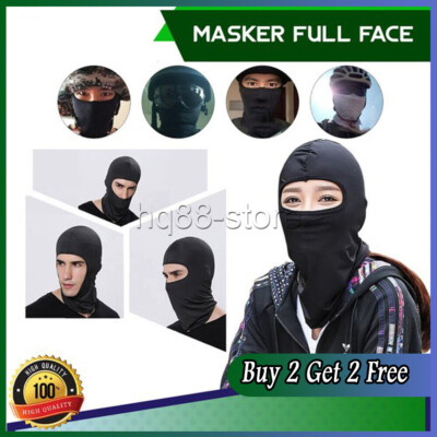 Black Balaclava Lycra Full Face Mask Men Women Cycling Ski Warm Neck ...