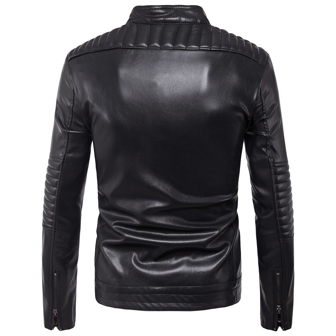 New Men's Youth Faux Leather Motorcycle Jacket Fashion Casual Slim ...