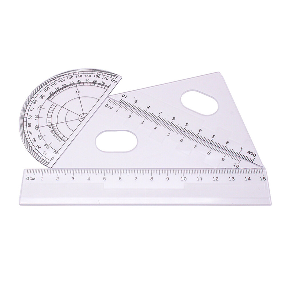 Geometry Protractor Drawing Ruler Pencil Math Study Tool Kit | eBay