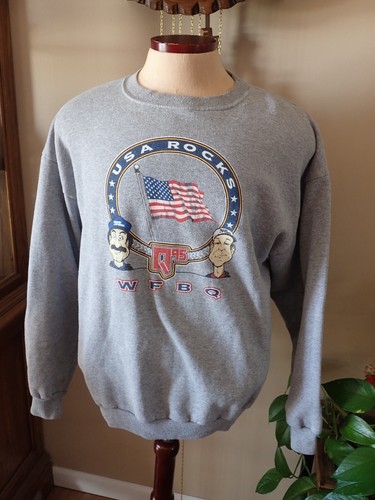 Vtg Bob & Tom Q95 USA Rocks Men’s XL Sweatshirt Gray Crewneck Logo ...