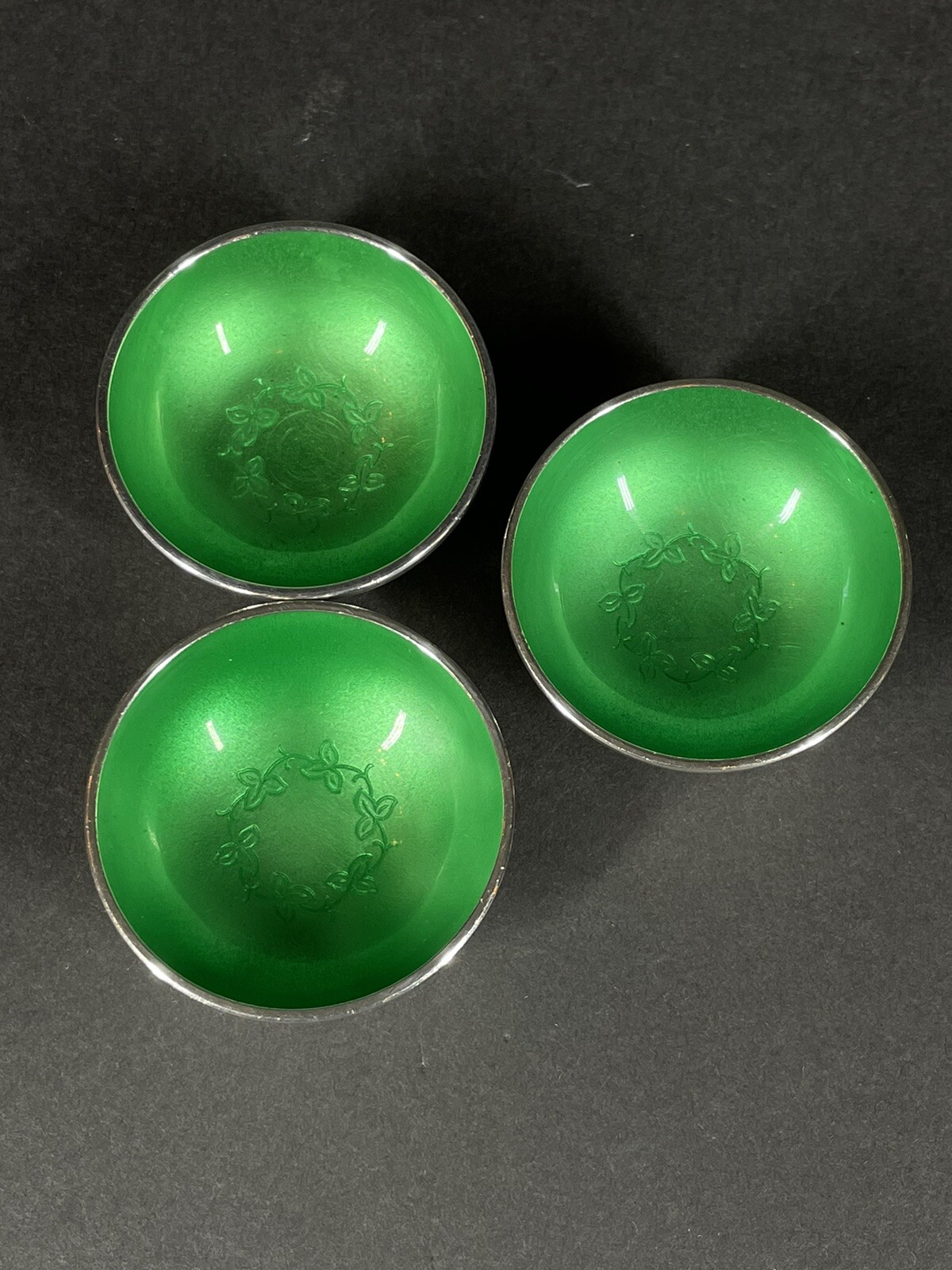 4 Vintage Meka Green Enamel Salt Dishes Denmark | eBay