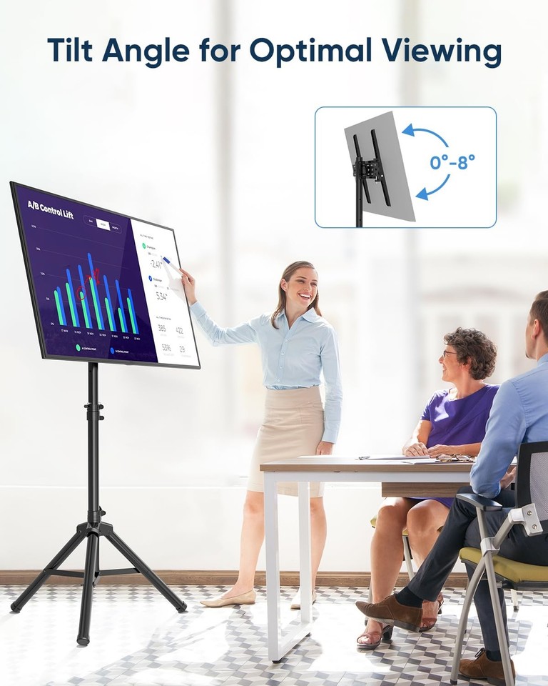 Tripod Portable Floor TV Stand,Foldable Stand Height Adjustable for ...