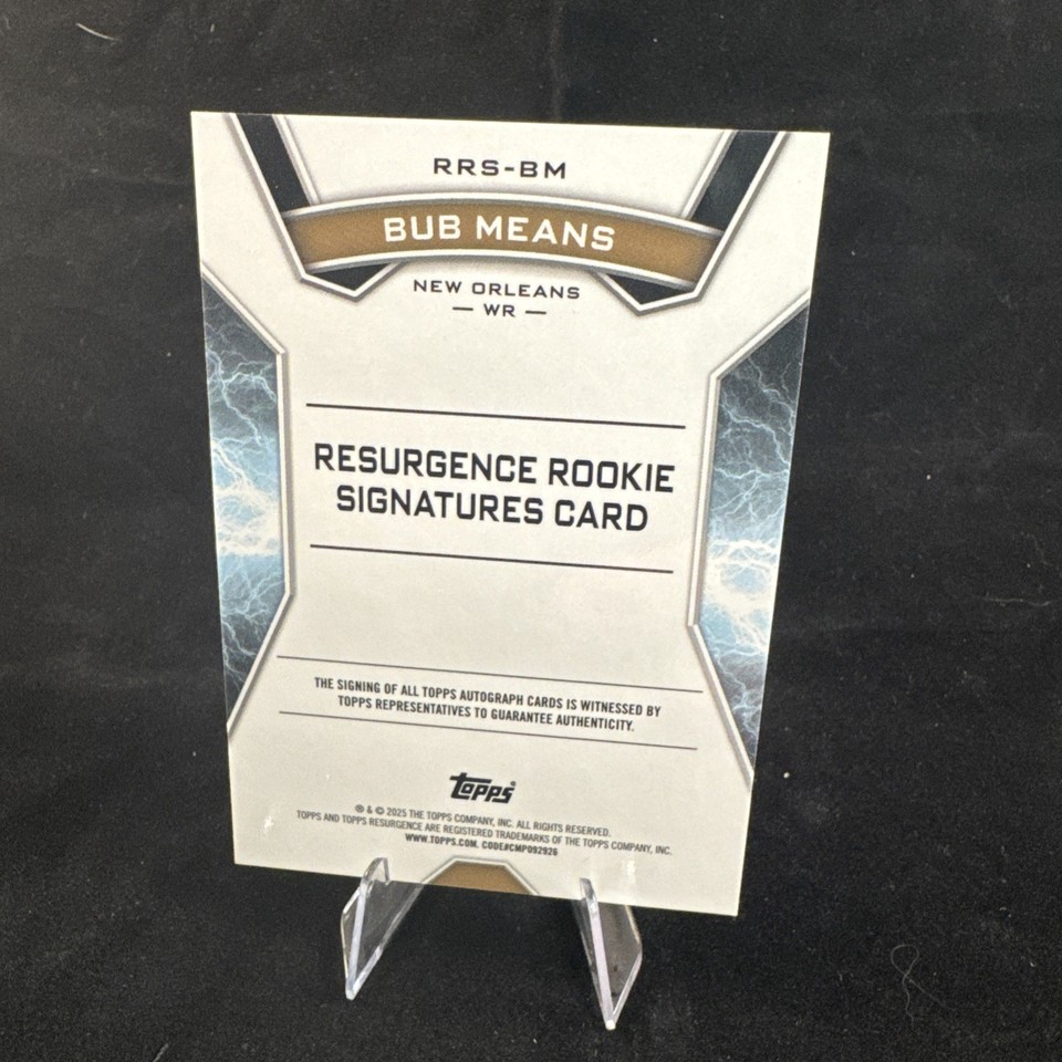 Bub Means Auto 2024 Topps Resurgence Football RC RRS-BM /99 New Orleans ...