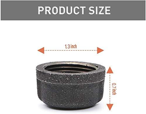 Black Malleable Iron Cast Pipe Fitting Cap, 10 Pack Black Pipe Caps for ...