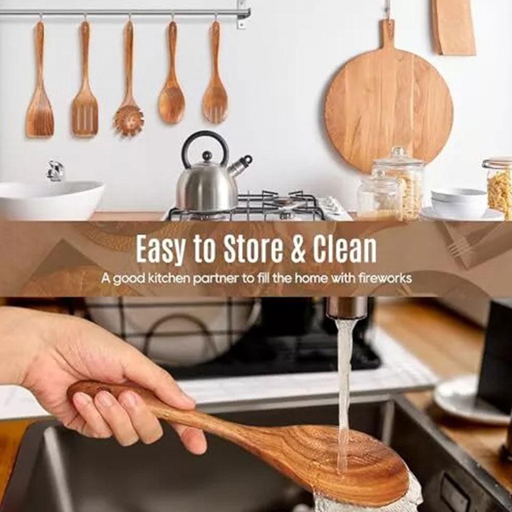 5Pcs Handmade Wooden Serving and Cooking Spoons Brown Spoons Kitchen ...