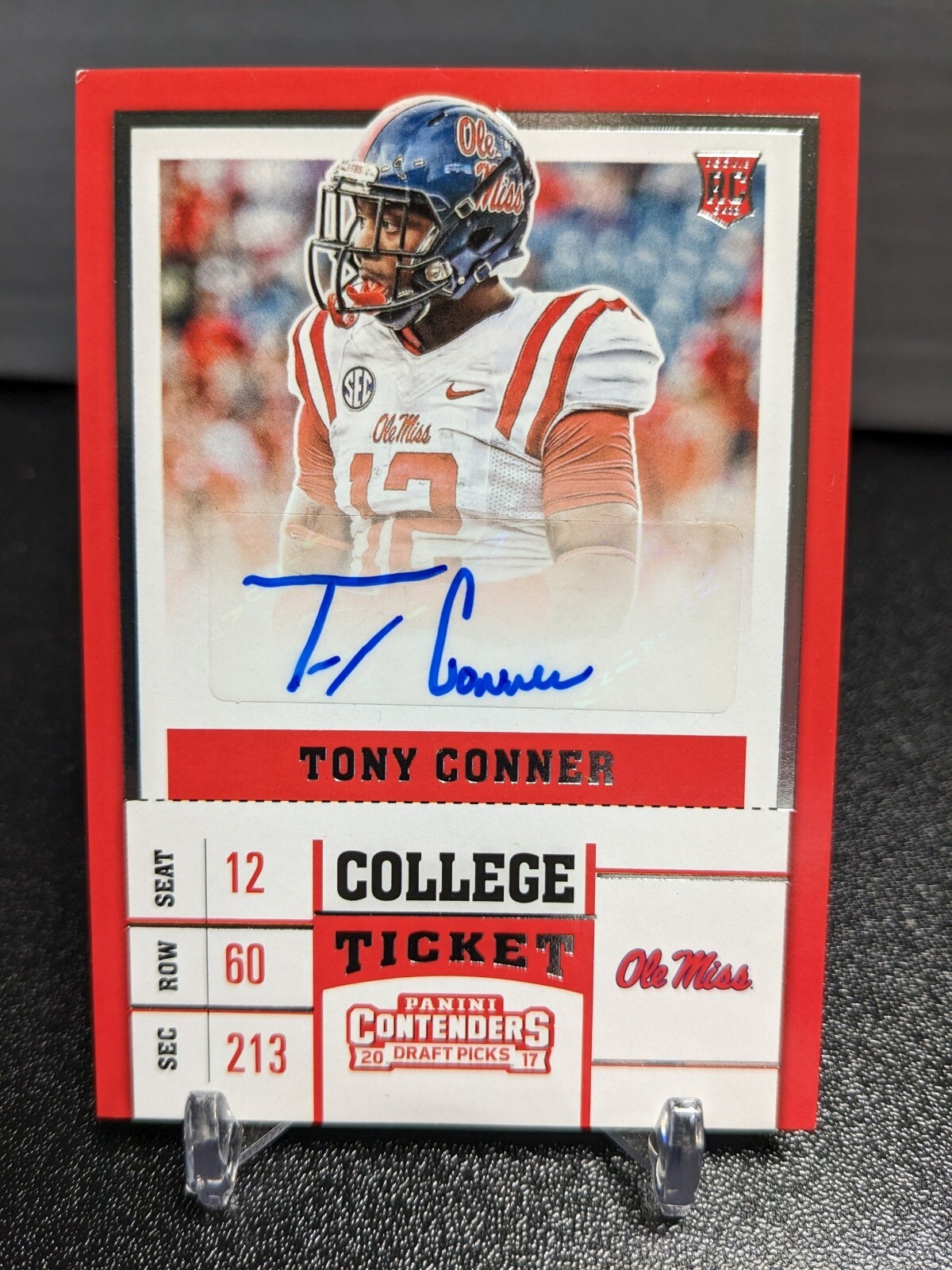 TONY CONNER 2017 Panini Contenders Draft Picks Auto RC OLE MISS REBELS ...