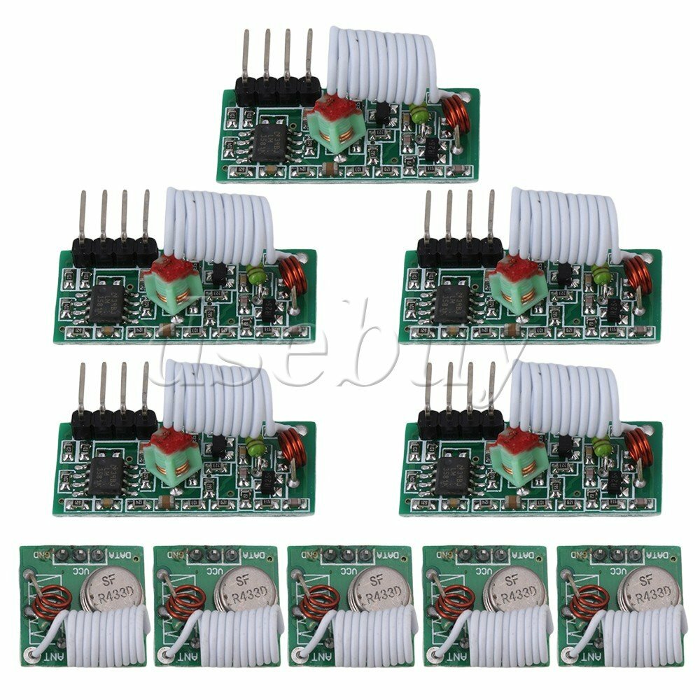 5x AK-T01 Wireless Transmitter &AK-R03A Receiver Module 433Mhz Link Kit ...