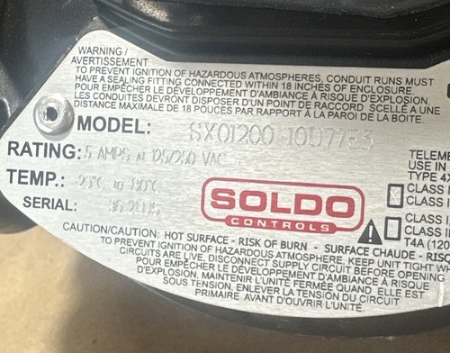NEW NO BOX- Soldo Controls SX01200-10U77E3 5A @ 125/250VAC Limit Switch ...