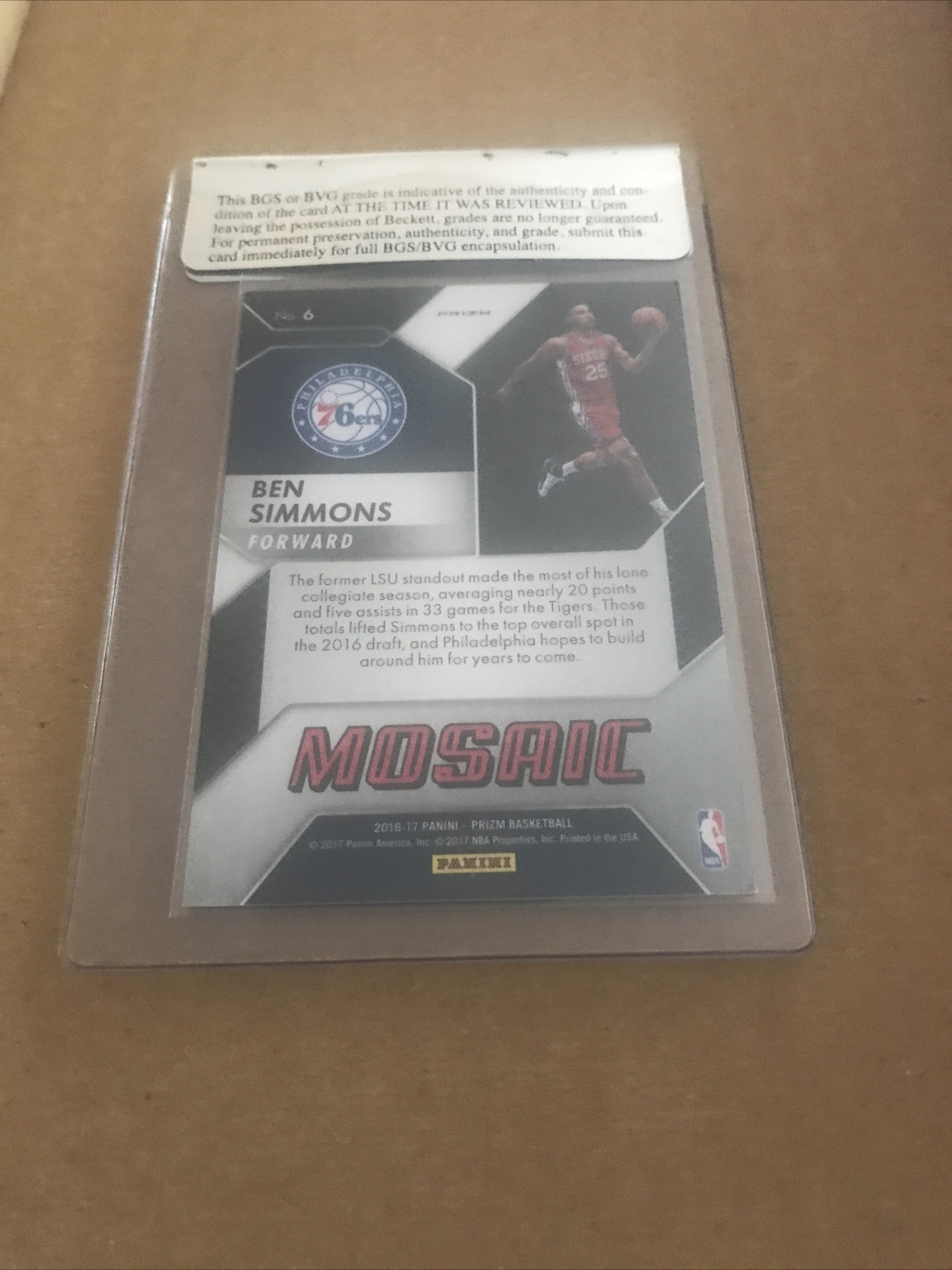 2016 Ben Simmons Prism Mosaic Blue Refractor Rc Beckett Raw Card Review ...