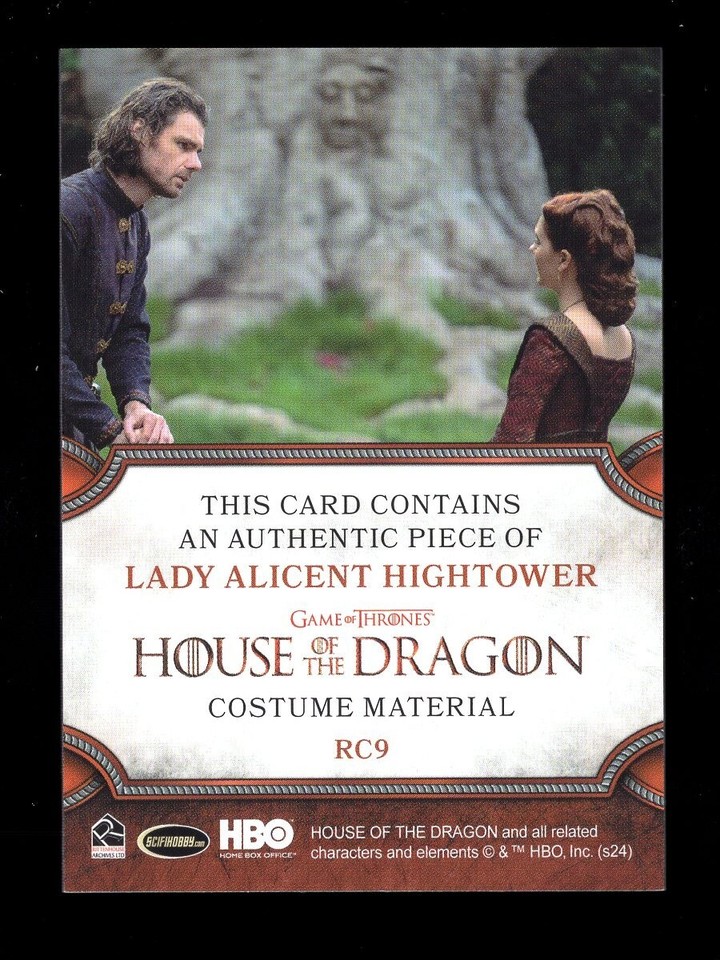 2024 HOUSE OF THE DRAGON LADY ALICENT HIGHTOWER WORN COSTUME RELIC RC9 ...