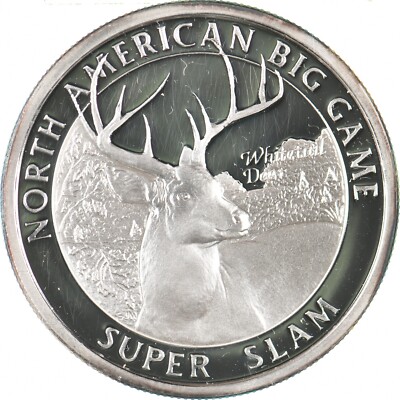 Rare Silver 1 Troy Oz. North American Big Game Round .999 Fine Silver ...