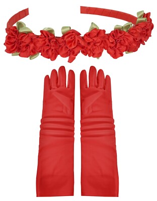 Red Rose Headband and Red Princess Gloves Costume Dress Up Pretend ...