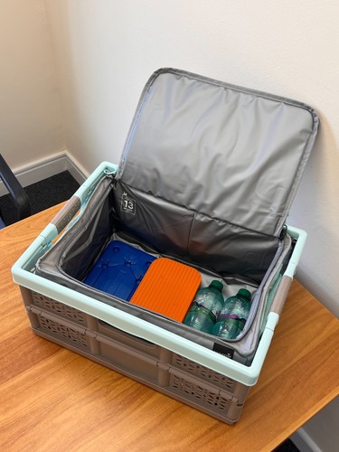 3 x Extra Strong Folding Plastic Stacking Crates with 1 x Cool Bag ...