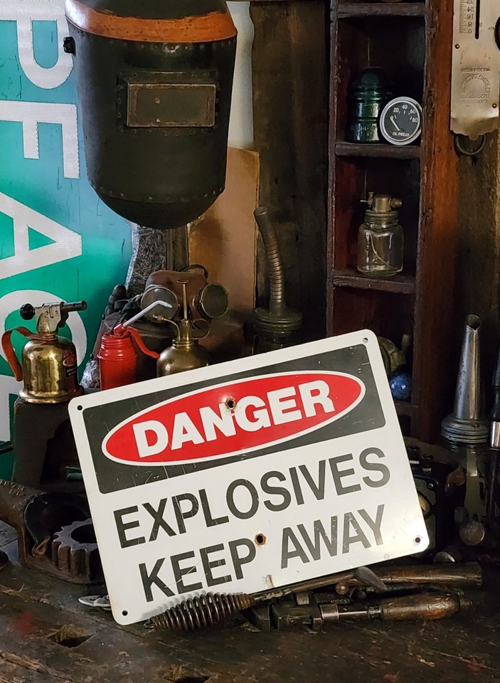 Vintage Authentic Danger Explosives Keep Away Metal Sign 10" x 14" | eBay