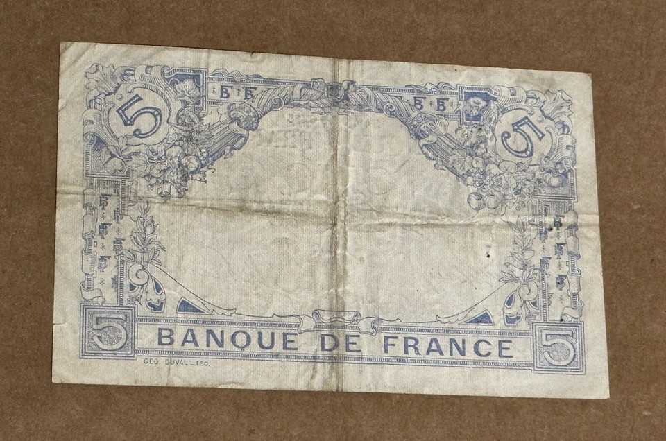 France 5 Francs 1912-1917 Blue Banknote Circulated | eBay