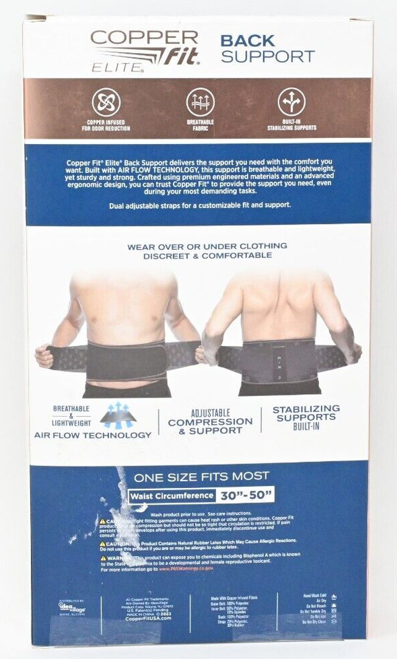 Copper Fit Elite Back Support With Air Flow Back Brace | eBay